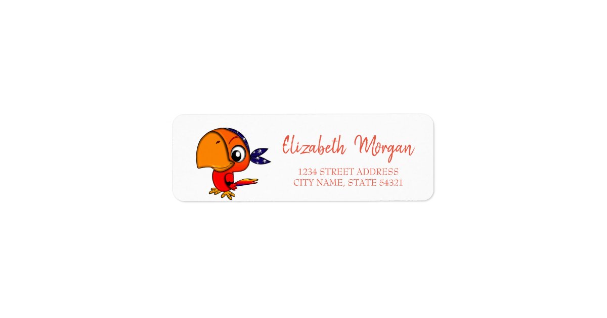 Whimsical , Parrot , White Address Label | Zazzle