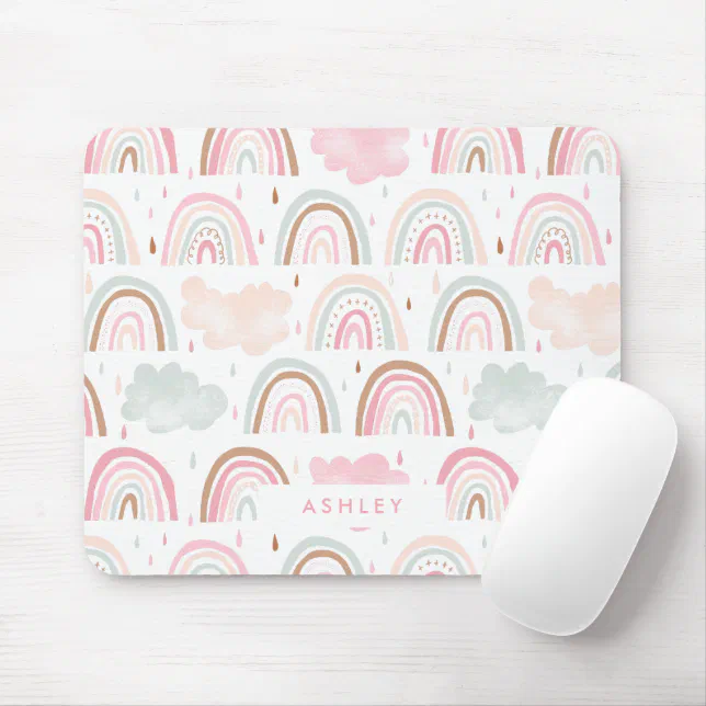 Whimsical pastel rainbow pattern mouse pad | Zazzle