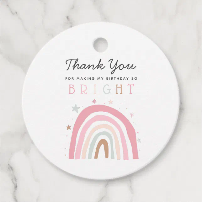 Whimsical Pastel Rainbow So Bright Birthday Favor Tags | Zazzle