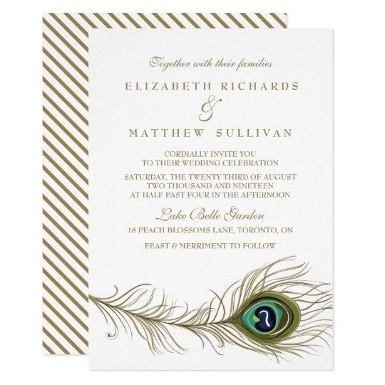 Whimsical Peacock Feather Wedding Invitation II | Zazzle.com