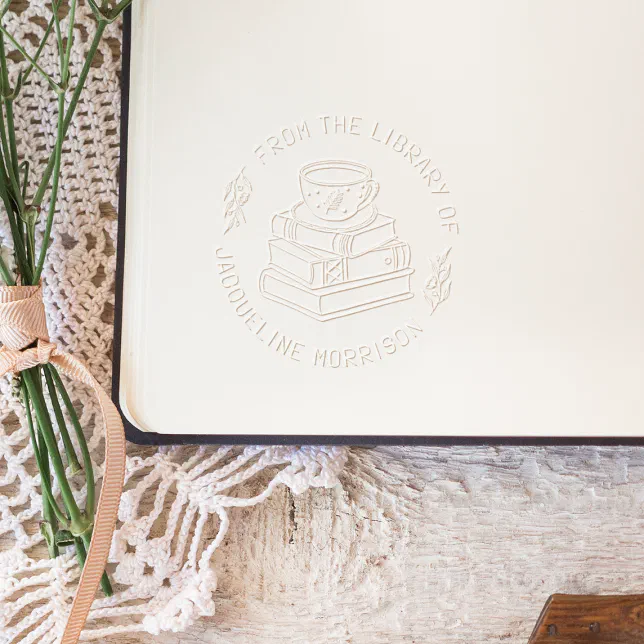 Whimsical Personal Library Bookplate Book Embosser | Zazzle