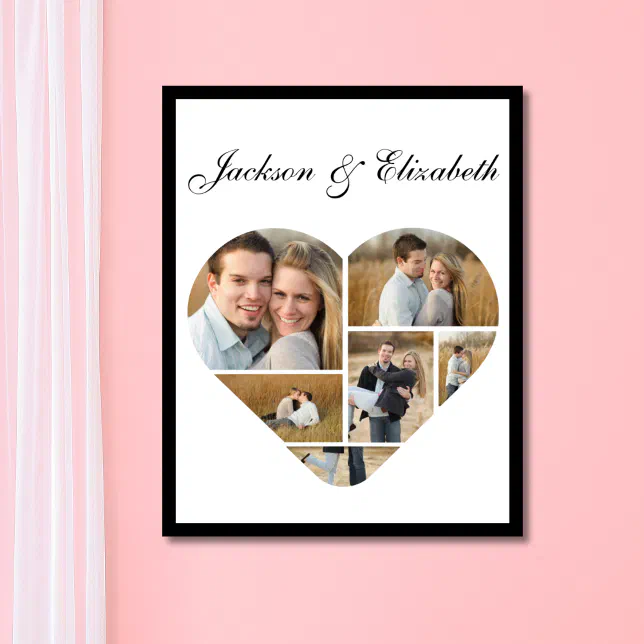 Whimsical Personalized Heart Love Photo Collage Poster | Zazzle