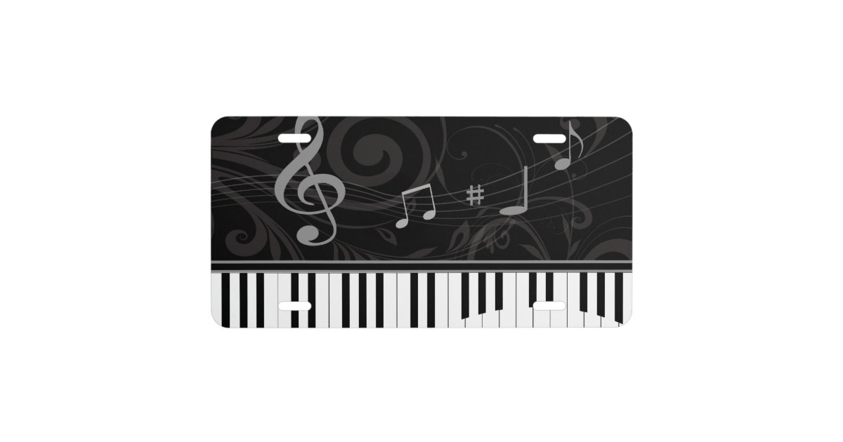 Whimsical Piano and Musical Notes License Plate | Zazzle
