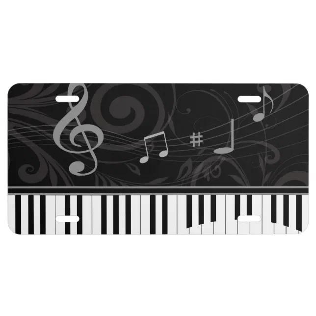 Whimsical Piano and Musical Notes License Plate | Zazzle