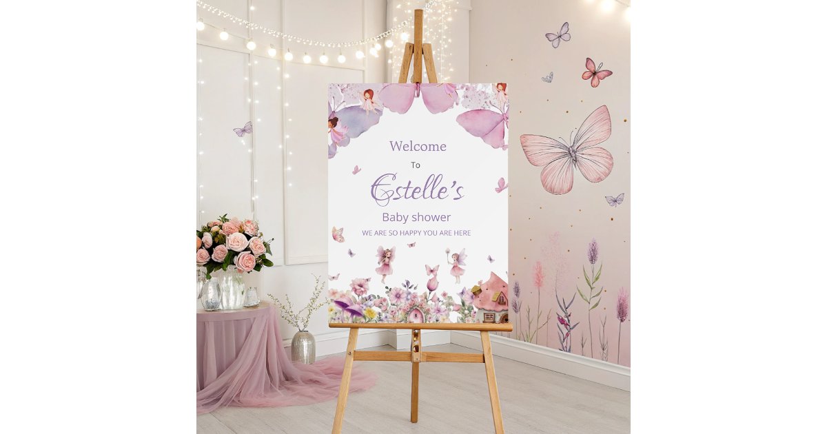 Whimsical Pink Fairy Welcome Sign Foam Board | Zazzle