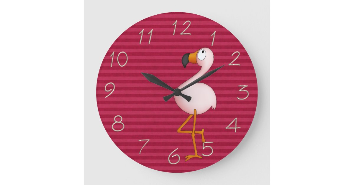 Whimsical Pink Flamingo Clock | Zazzle