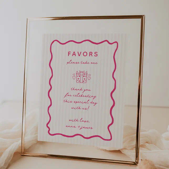 Whimsical Pink Hand Drawn Favors Poster | Zazzle