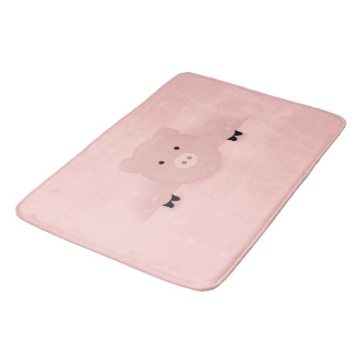 Whimsical Pink Pig Cute Farm Animal Bath Mat | Zazzle
