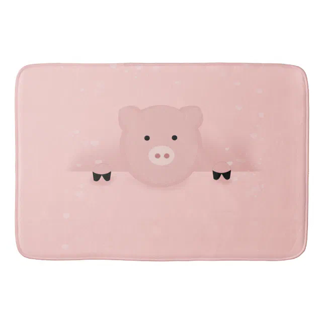 Whimsical Pink Pig Cute Farm Animal Bath Mat | Zazzle