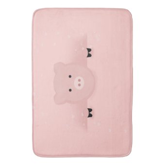 Whimsical Pink Pig Cute Farm Animal Bath Mat | Zazzle
