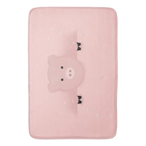 Whimsical Pink Pig Cute Farm Animal Bath Mat | Zazzle