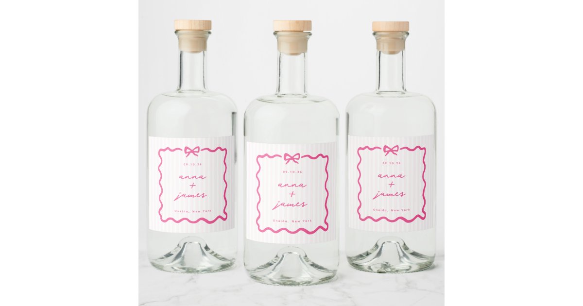 Whimsical Pink Wedding Liquor Bottle Label | Zazzle