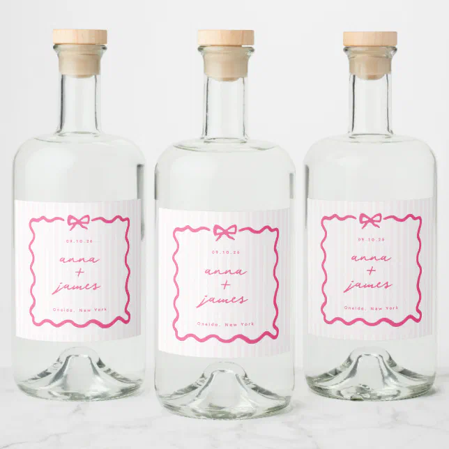 Whimsical Pink Wedding Liquor Bottle Label | Zazzle