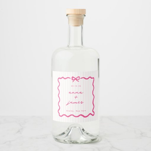 Whimsical Pink Wedding Liquor Bottle Label | Zazzle