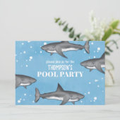 Whimsical Pool Party Ocean Swimming Sharks QR Code Invitation | Zazzle