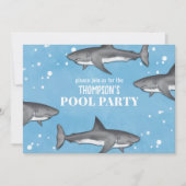 Whimsical Pool Party Ocean Swimming Sharks QR Code Invitation | Zazzle