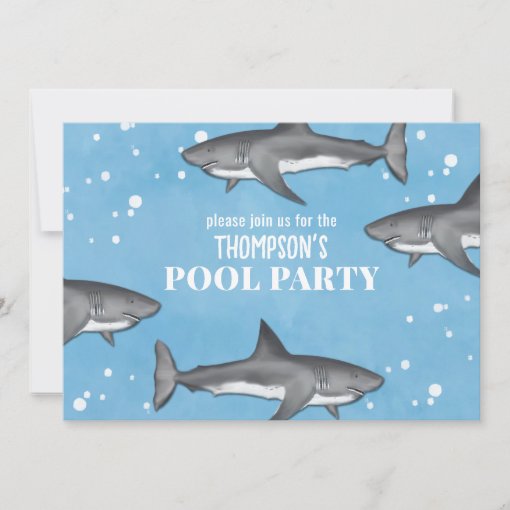 Whimsical Pool Party Ocean Swimming Sharks QR Code Invitation | Zazzle