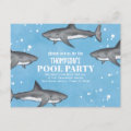 Whimsical Pool Party Sharks QR Code Social Media Postcard | Zazzle