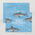 Whimsical Pool Party Sharks QR Code Social Media Postcard | Zazzle