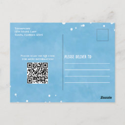 Whimsical Pool Party Sharks QR Code Website Postcard | Zazzle