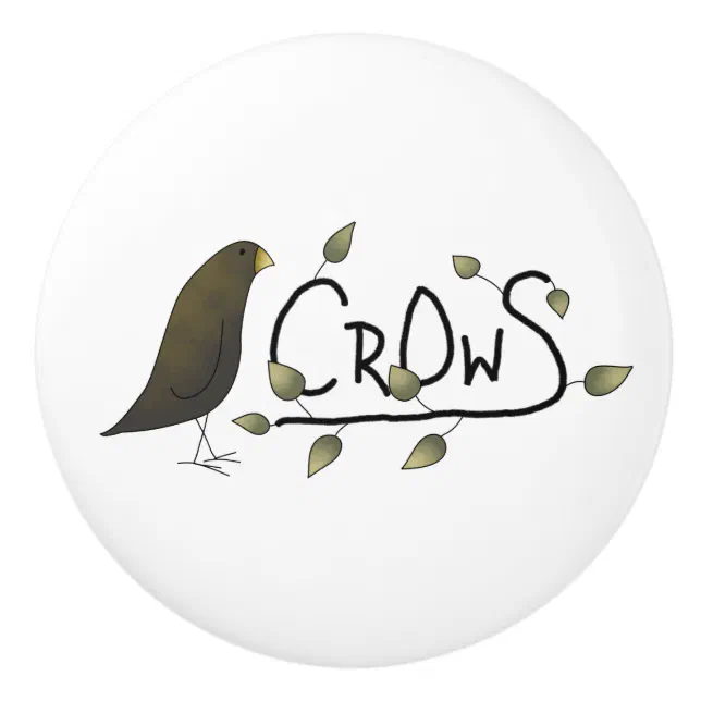Whimsical Primitive Crow Word Art Drawer Knobs | Zazzle