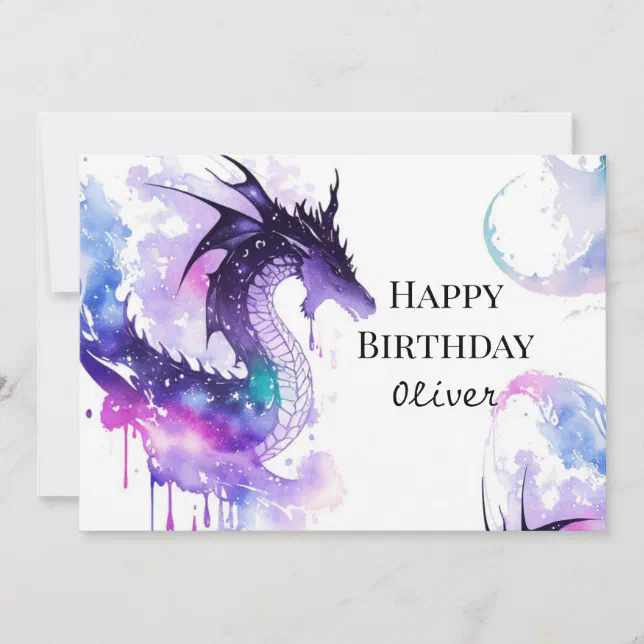 Whimsical Printable Dragon Birthday Card | Zazzle