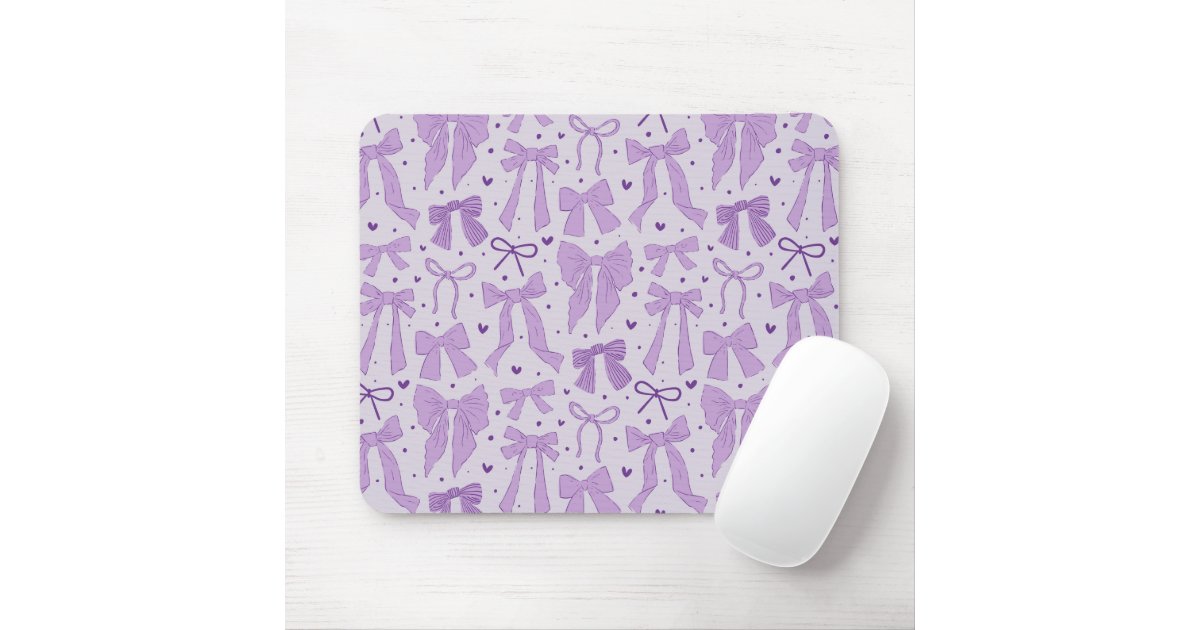 Whimsical Purple Bows Pattern Mouse Pad | Zazzle