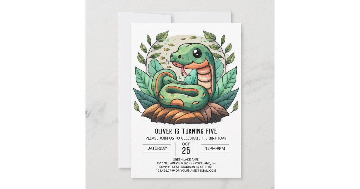 Whimsical Python Birthday Invitation | Zazzle