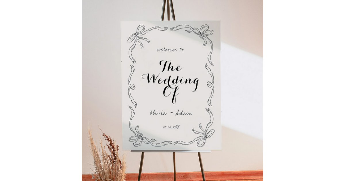 Whimsical Quirky Hand Drawn Bow Welcome Sign | Zazzle