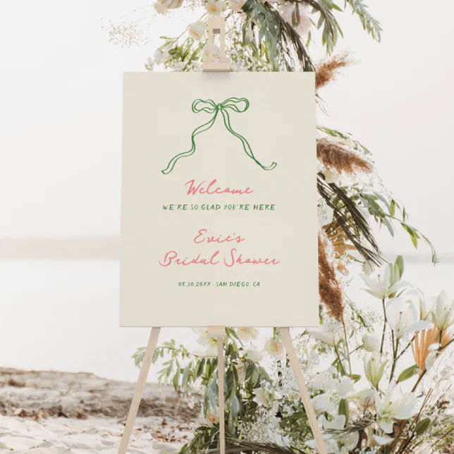 Whimsical Quirky Handwritten Bow Welcome Sign | Zazzle