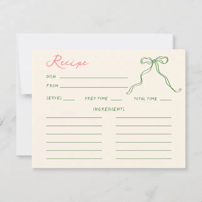Whimsical Quirky Handwritten Bridal Shower Recipe Invitation | Zazzle