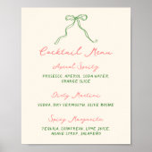 Whimsical Quirky Handwritten Cocktail Menu Poster | Zazzle