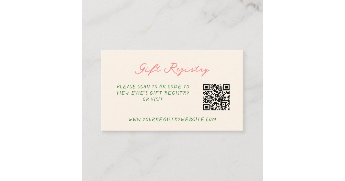Whimsical Quirky Handwritten Gift Registry QR Code Enclosure Card | Zazzle