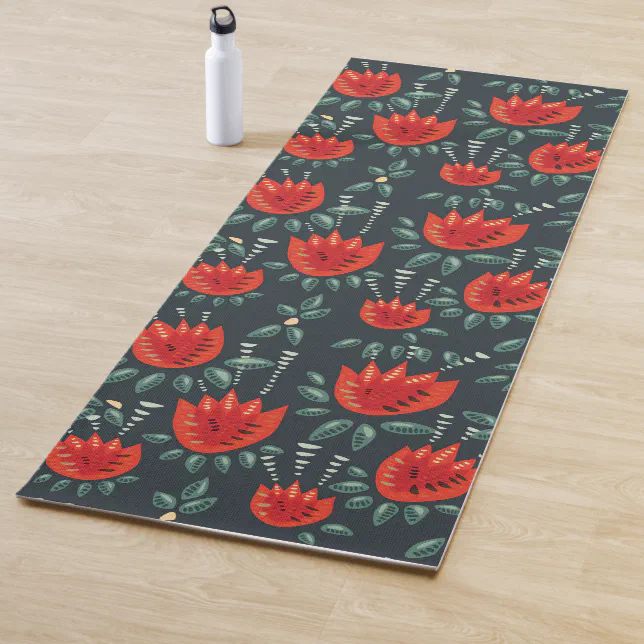 Whimsical Red Tulips Floral Art – Abstract Spring Yoga Mat | Zazzle