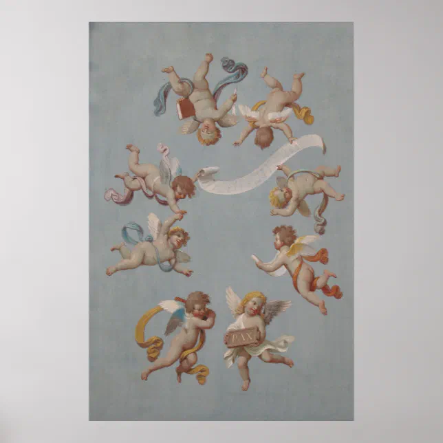 Whimsical Renaissance Cherub Angels Poster | Zazzle