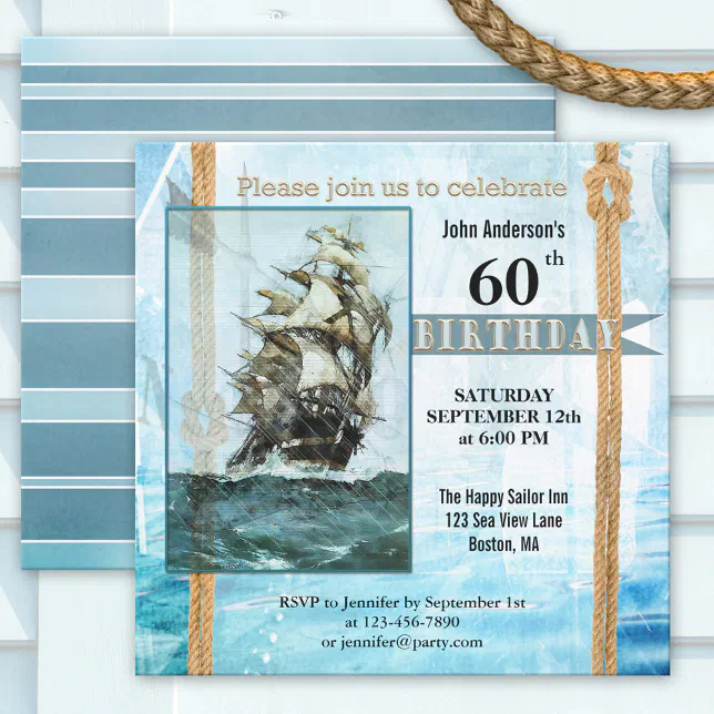 Whimsical Retro Sailor Birthday Party Invitation | Zazzle