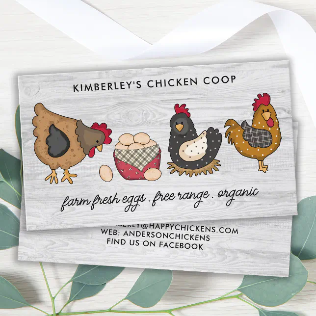 Whimsical Rustic Farm Fresh Eggs Chicken Farmhouse Business Card | Zazzle