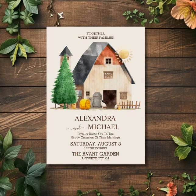Whimsical Rustic Farm Wedding Invitation | Zazzle