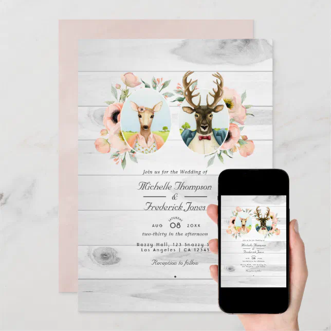 Whimsical Rustic Woodland Forest Deer Wedding Invitation | Zazzle