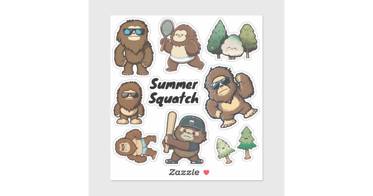 Whimsical Sasquatch Stickers, Bigfoot Decals | Zazzle