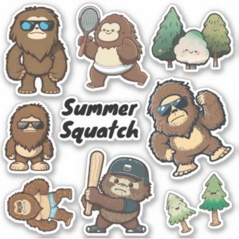 Whimsical Sasquatch Stickers, Bigfoot Decals | Zazzle