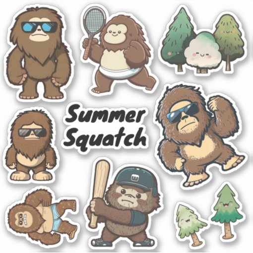 Whimsical Sasquatch Stickers, Bigfoot Decals | Zazzle