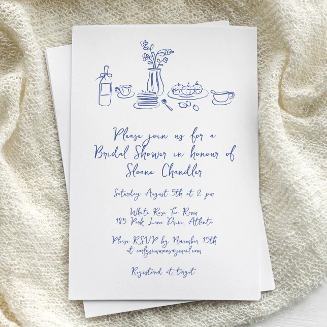 Whimsical Scribble Doodle Hand Drawn Bridal Shower Invitation | Zazzle