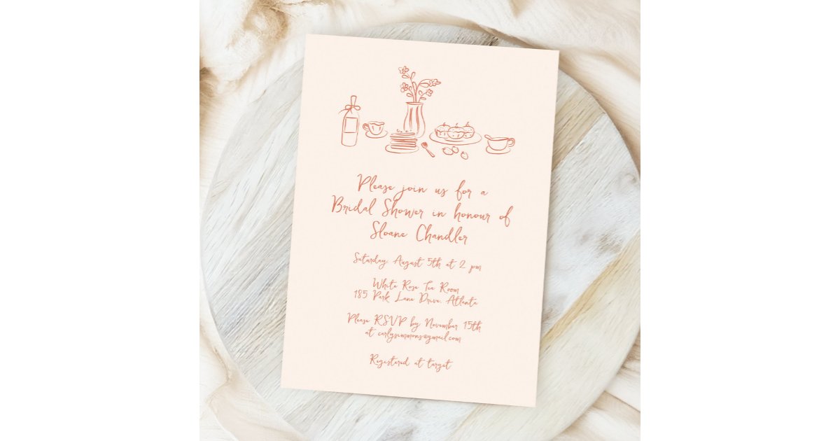 Whimsical Scribble Doodle Hand Drawn Bridal Shower Invitation | Zazzle
