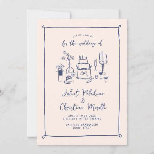 Whimsical Scribble Doodle Hand Drawn Wedding Invitation | Zazzle