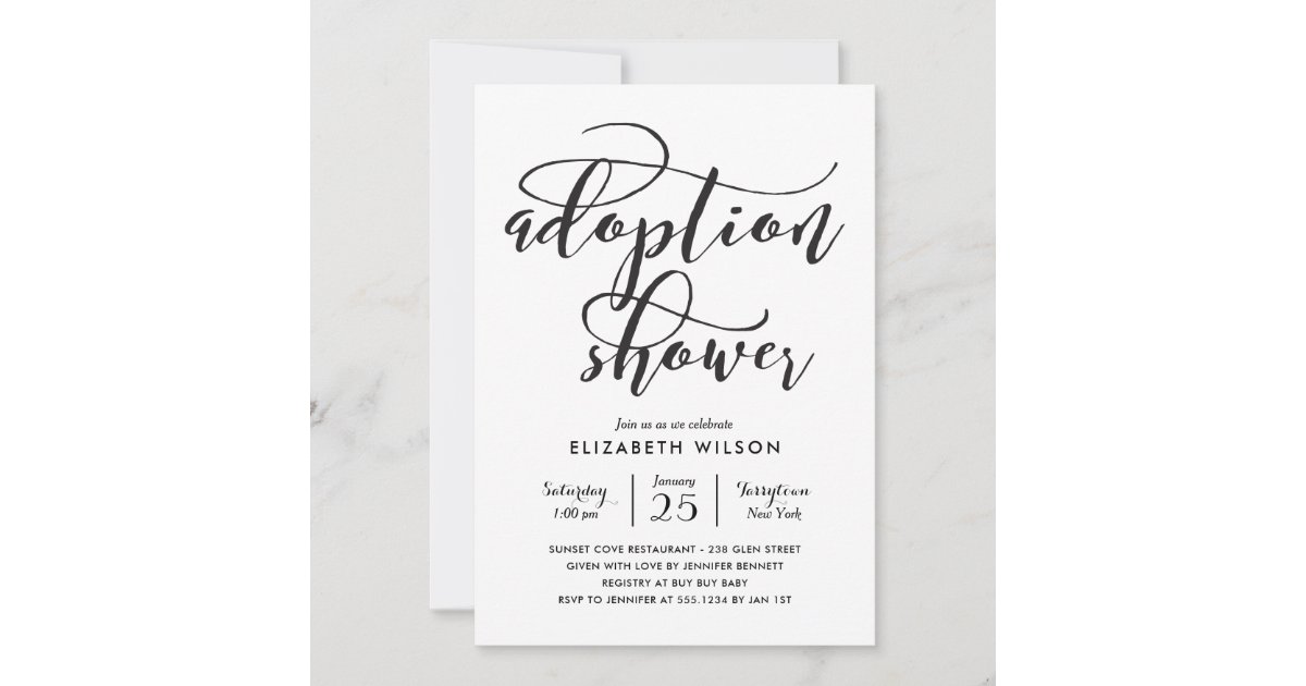 Whimsical Script Adoption Baby Shower Invitation | Zazzle