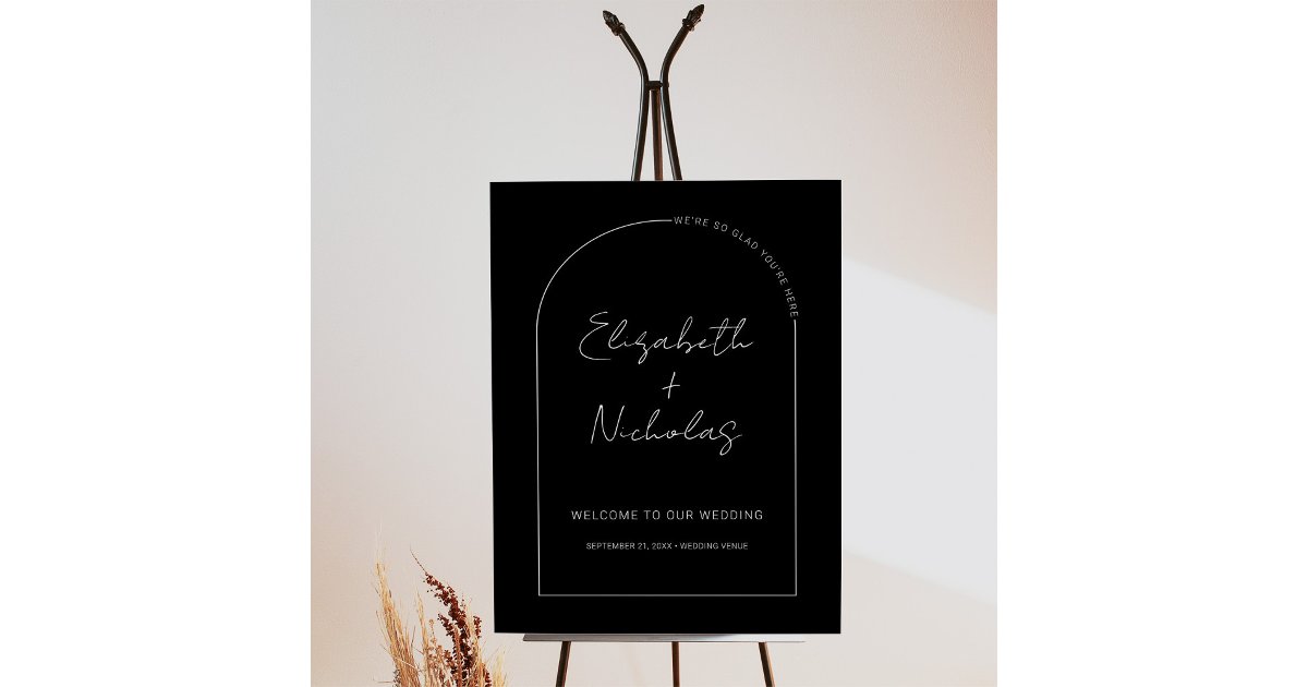 Whimsical Script Arched Frame Wedding Welcome Sign | Zazzle