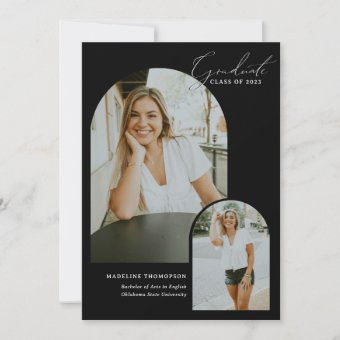 Whimsical Script Calligraphy Arch Photo Graduation Announcement | Zazzle