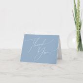 Whimsical Script Dusty Blue Folded Thank You Card | Zazzle