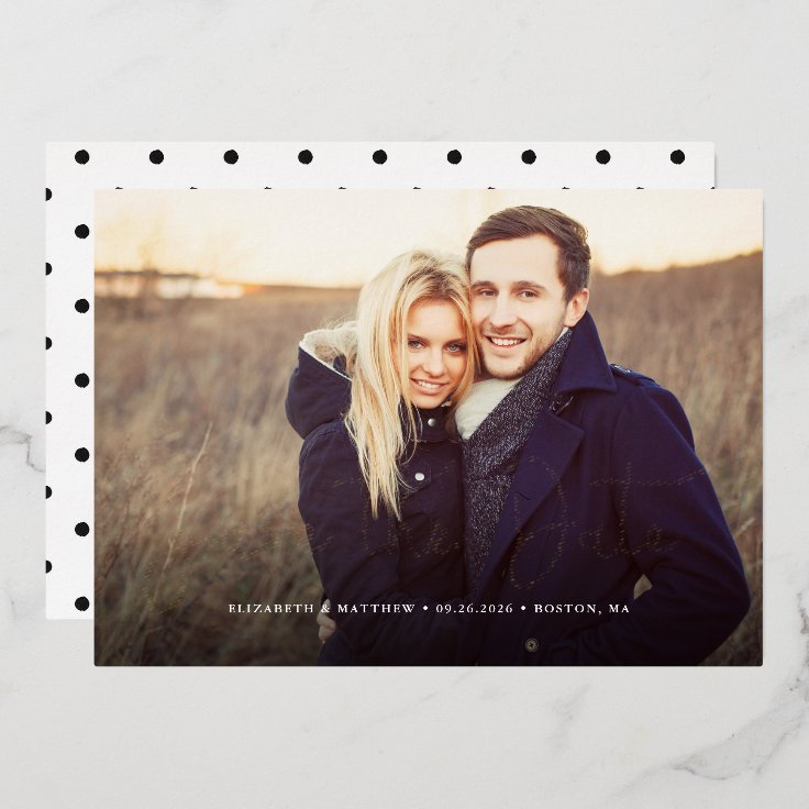 Whimsical Script Photo Wedding Save the Date Foil Invitation | Zazzle